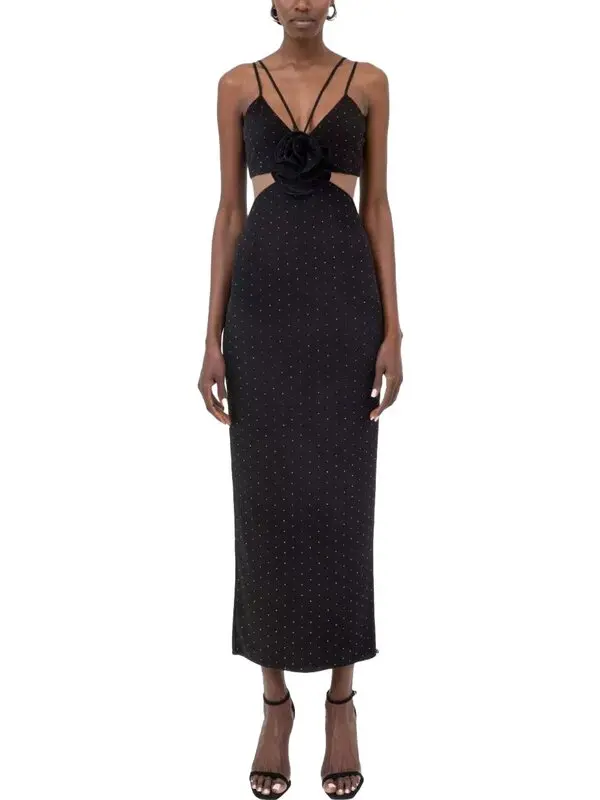 NISSA Floral-appliqué Gown - Black