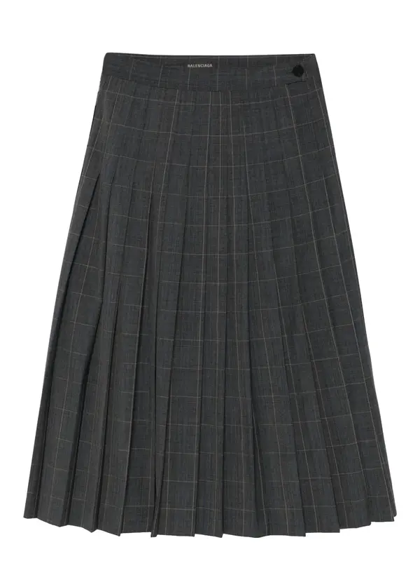 Balenciaga Checked Midi Skirt - Grey