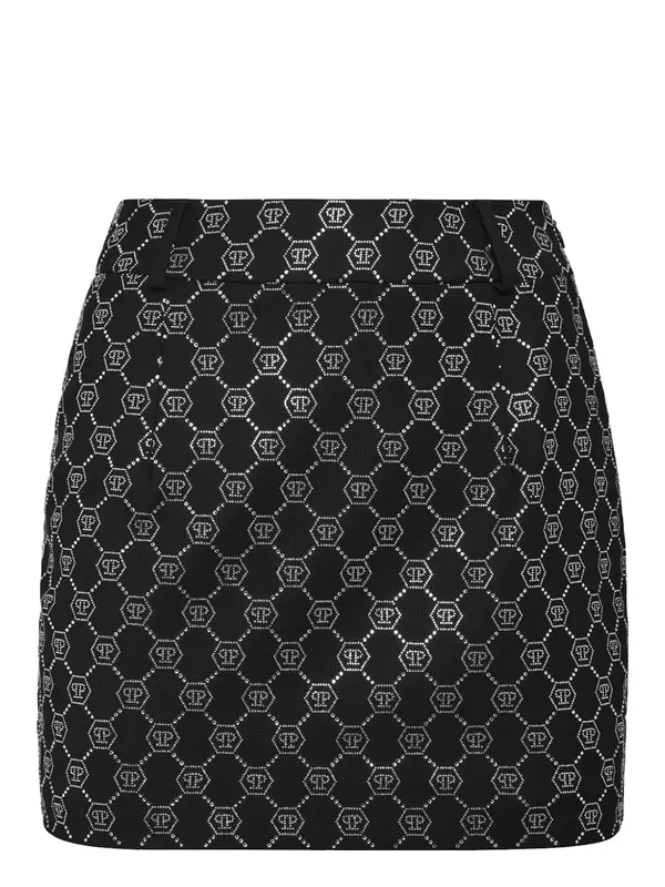 Philipp Plein Monogram-embellished Mini Skirt - Black