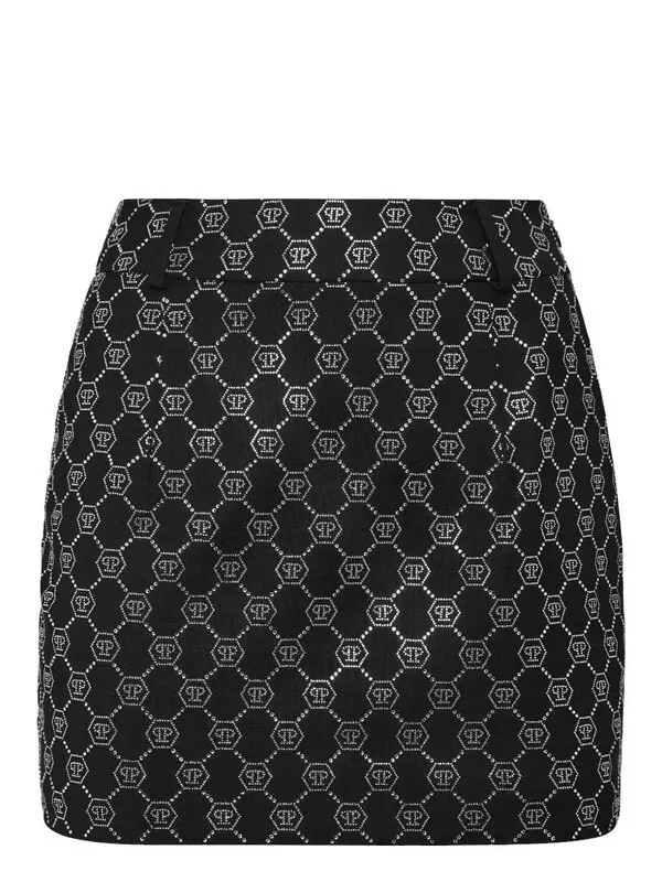Philipp Plein Monogram-embellished Mini Skirt - Black