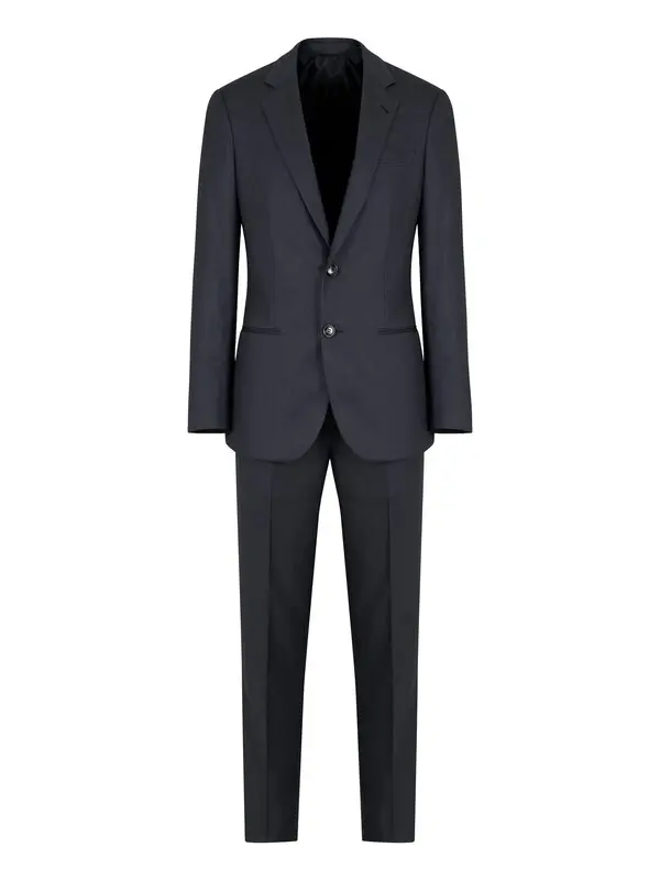 Giorgio Armani Manhattan Line Virgin-wool Single-breasted Suit With A Micro-check Motif - Black