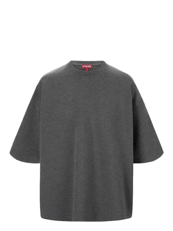 Staud Capsule Knit Crewneck T-shirt - Heather Grey