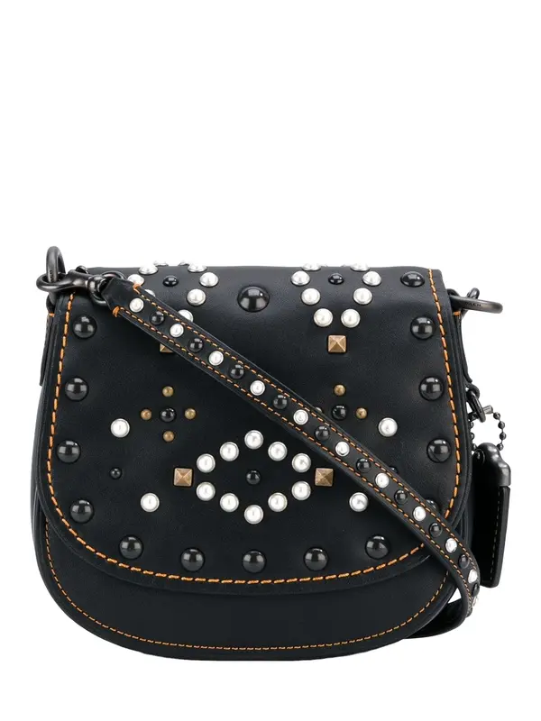 COACH® Mini Studded Saddle Bag - Black