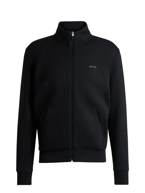 BOSS Logo-print Zip-up Sweatshirt - Black