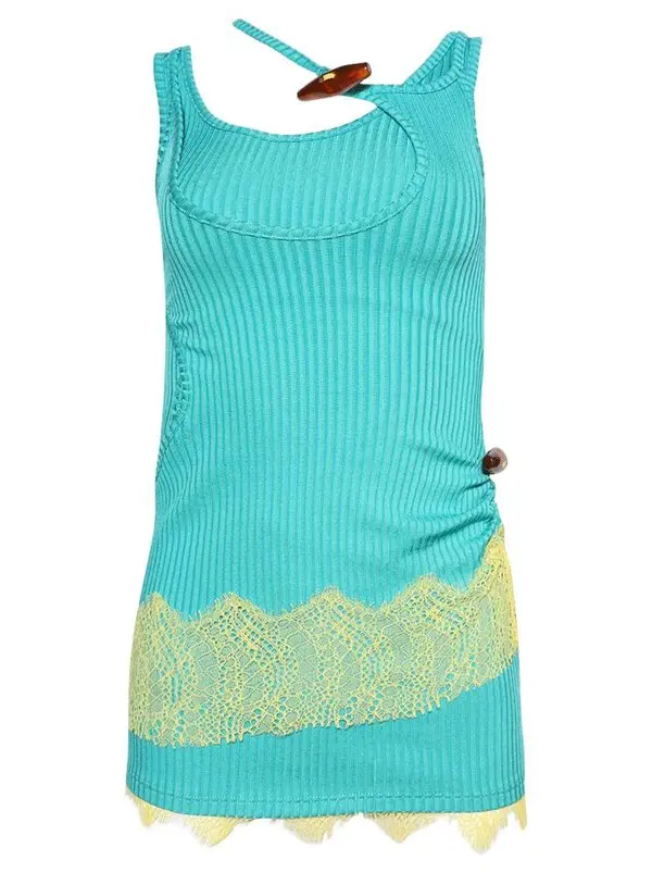Christopher Esber Corrugated Lace Toggle Dress - Blue