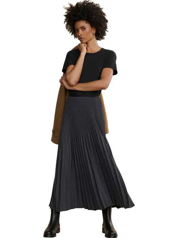 Jenni Kayne Pleated Skirt - Multicolor,slate Linen
