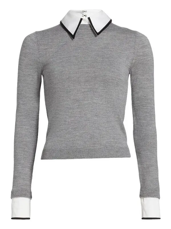 Alice + Olivia Porla Collared Sweater - Medium Heather Grey