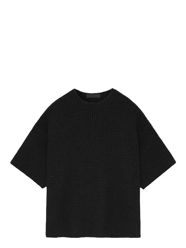 Fear Of God Essentials Heavy Waffle Short Sleeve Crewneck Sweatshirt - Black