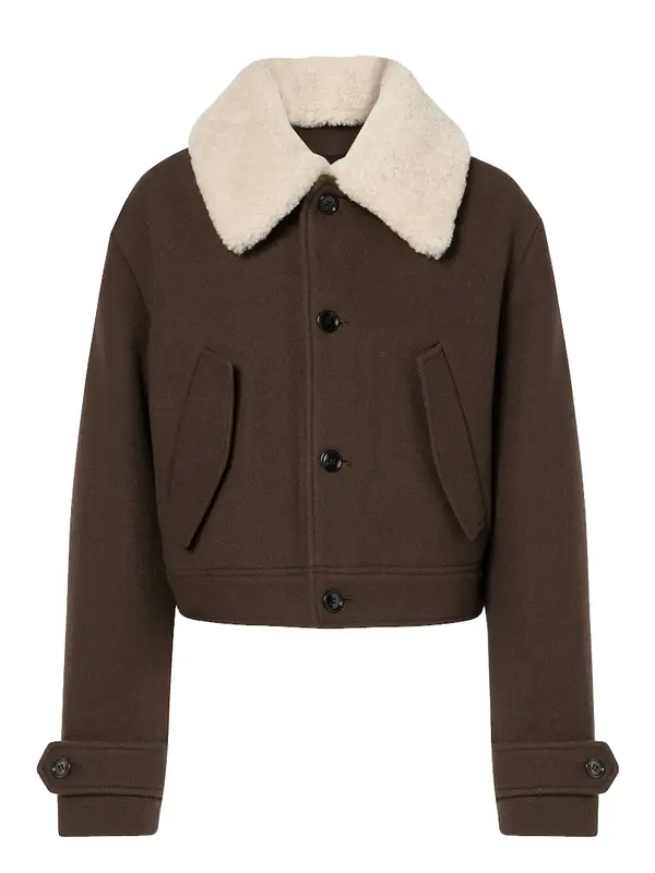 Ami Shearling-trimmed Virgin Wool Jacket - Brown