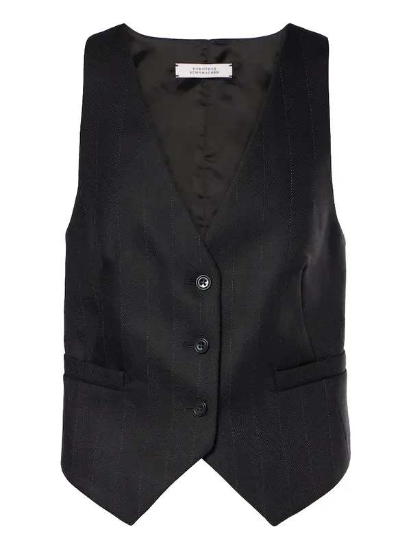 Dorothee Schumacher Pinstripe Wool Vest - Black