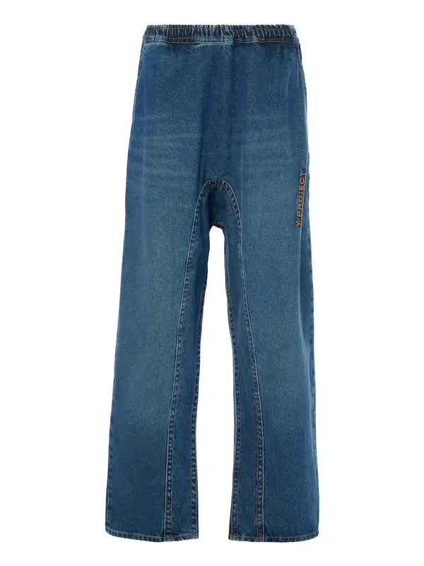 Y/project Logo Low-rise Wide-leg Jeans - Blue