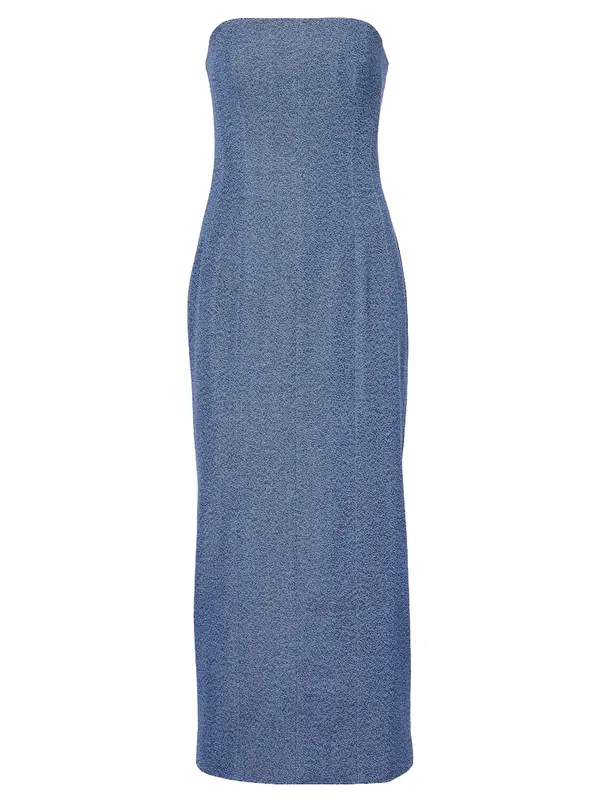 Tove Alba Strapless Denim Midi Dress - Blue