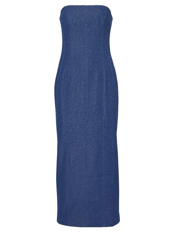Tove Alba Strapless Denim Midi Dress - Blue