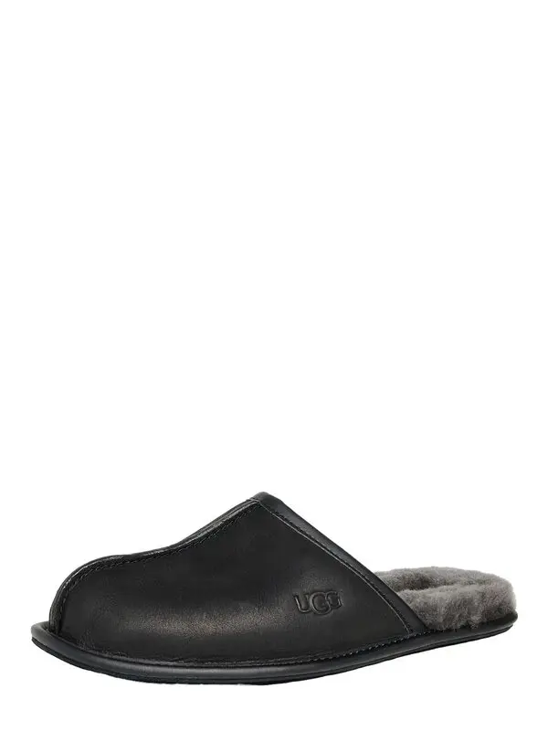 UGG Scuff Leather Slippers - Black