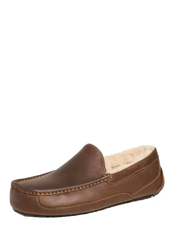 UGG Ascot Leather Slippers - Tan