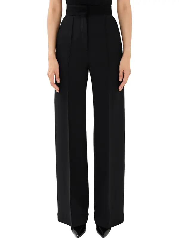 Another Tomorrow Doppio Wide-leg Stretch Crepe Pants - Black