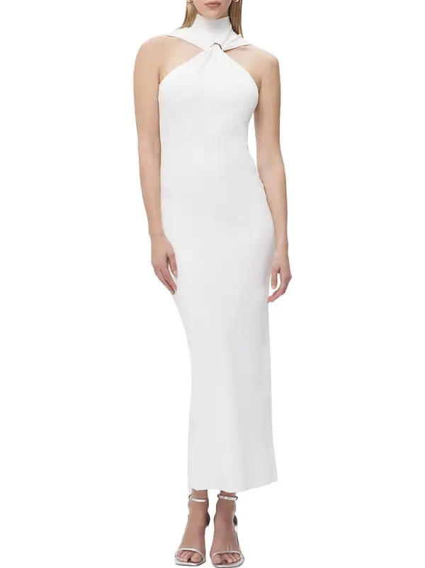 Herve Leger Angelica Ribbed Sleeveless Gown - Alabaster