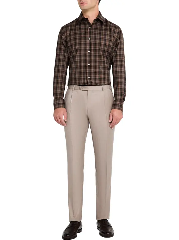 Brioni Wool Twill Trousers - Beige