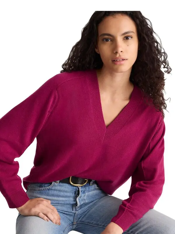 Madewell V-neck Cashmere Sweater - Autumn Fuchsia