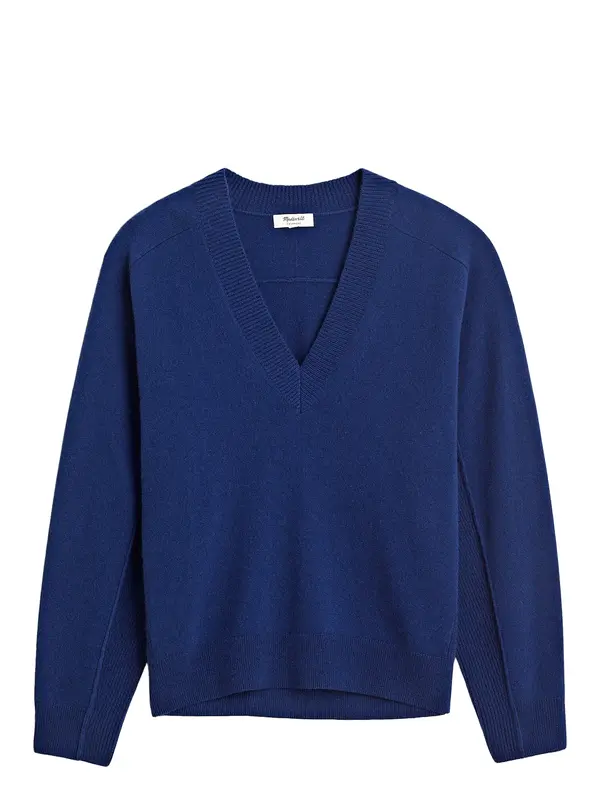 Madewell V-neck Cashmere Sweater - Bright Cobalt