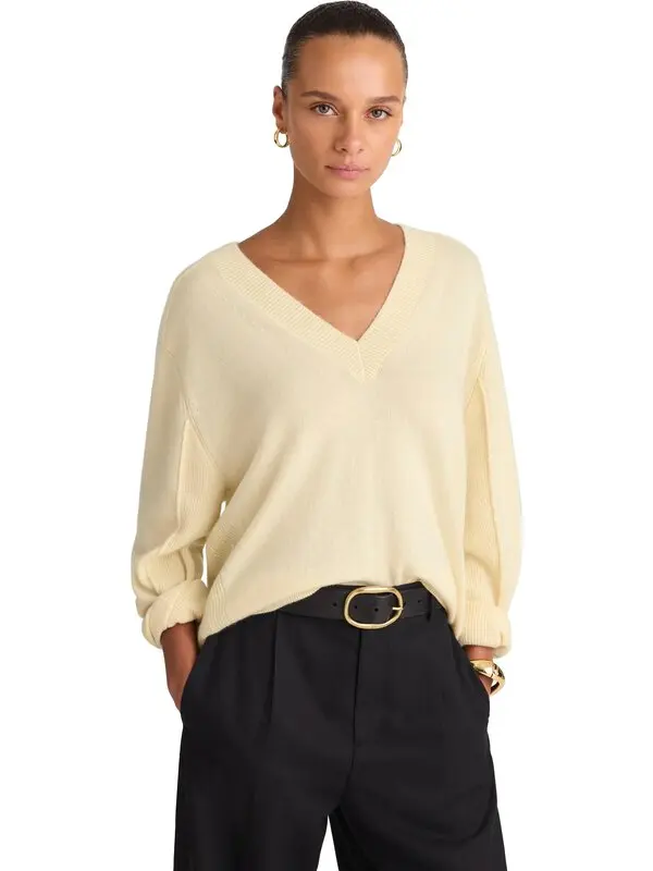 Madewell V-neck Cashmere Sweater - Lemon Chiffon