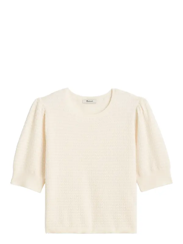 Madewell Merino Wool-silk Blend Puff-sleeve Sweater Tee - Ivory