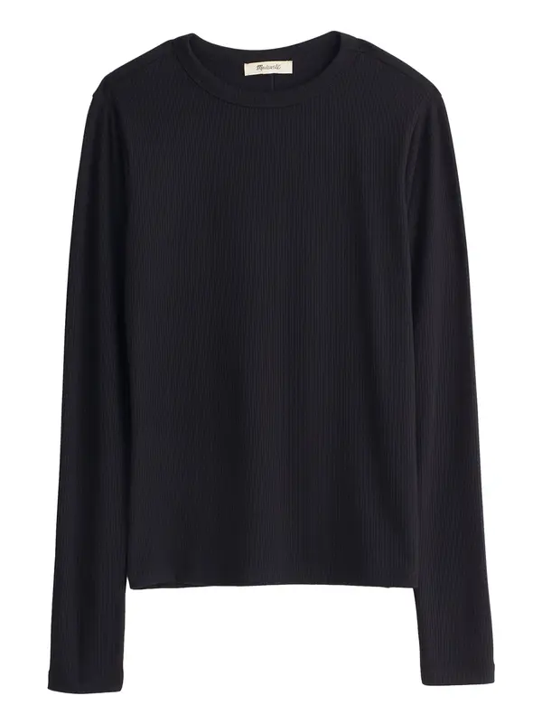 Madewell Drapey Rib Long-sleeve Tee - Jet Black