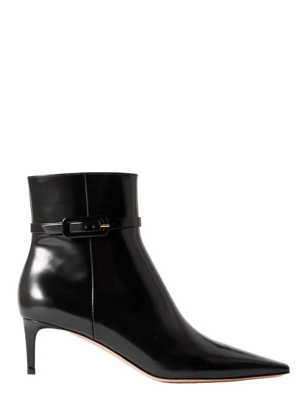 GIANVITO ROSSI Tokio 55 Leather Ankle Boots - Black