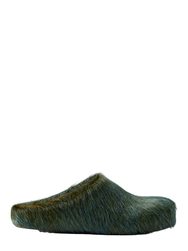 Marni Fussbett Calf Hair Clogs - Blue