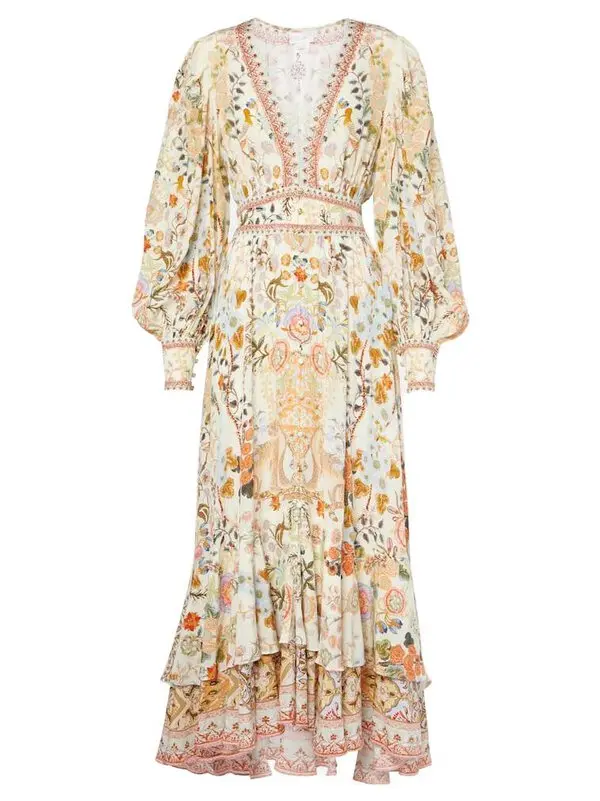 Camilla Printed Tiered Silk Maxi Dress - Multicoloured
