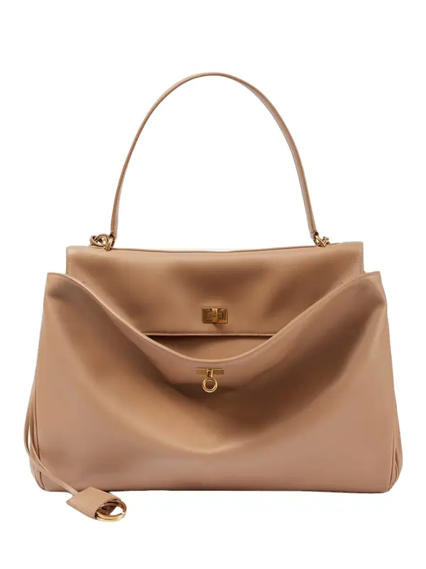 Balenciaga Rodeo Large Leather Tote Bag - Beige
