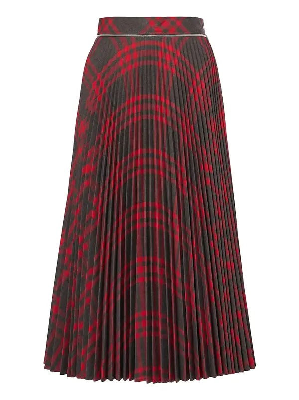 Burberry Check Plisse Midi Skirt - Multicoloured