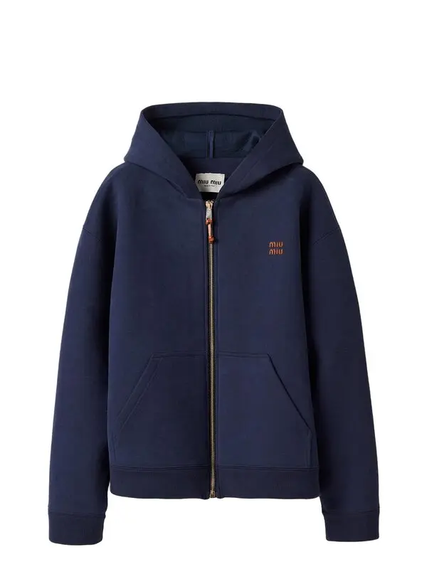 Miu Miu Jersey Hoodie Jacket - Navy