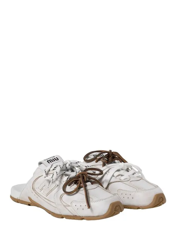 Miu Miu New Balance X 530 Sl Deco Leather Mules - White
