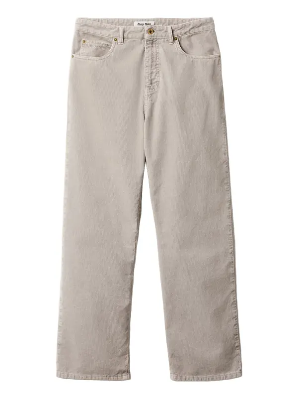 Miu Miu Straight Fit Corduroy Pants - Granite Gray