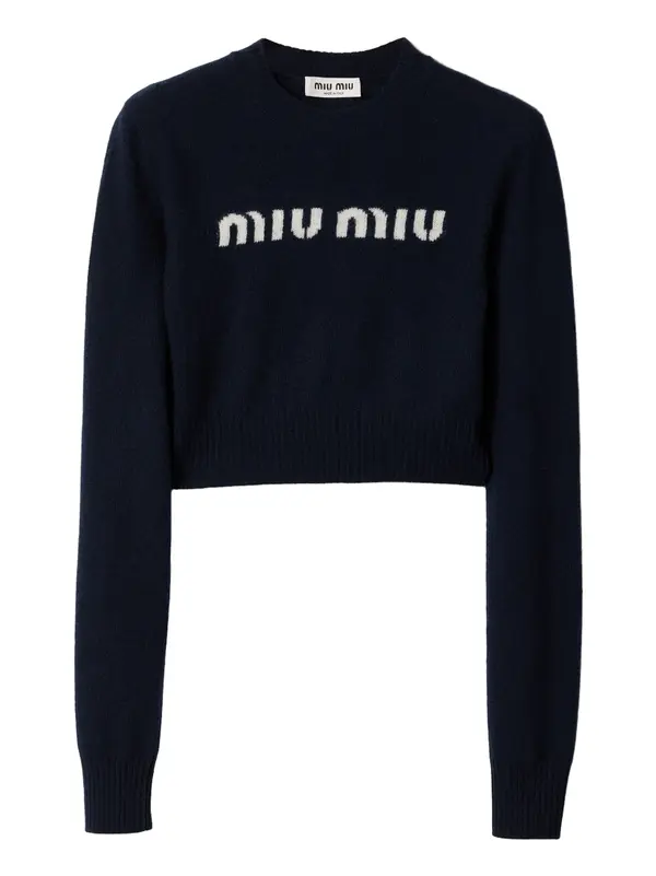 Miu Miu Wool And Cashmere Sweater - Navy