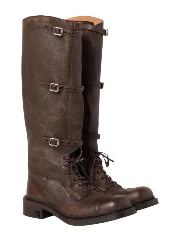 Miu Miu Leather Boots - Cocoa Brown