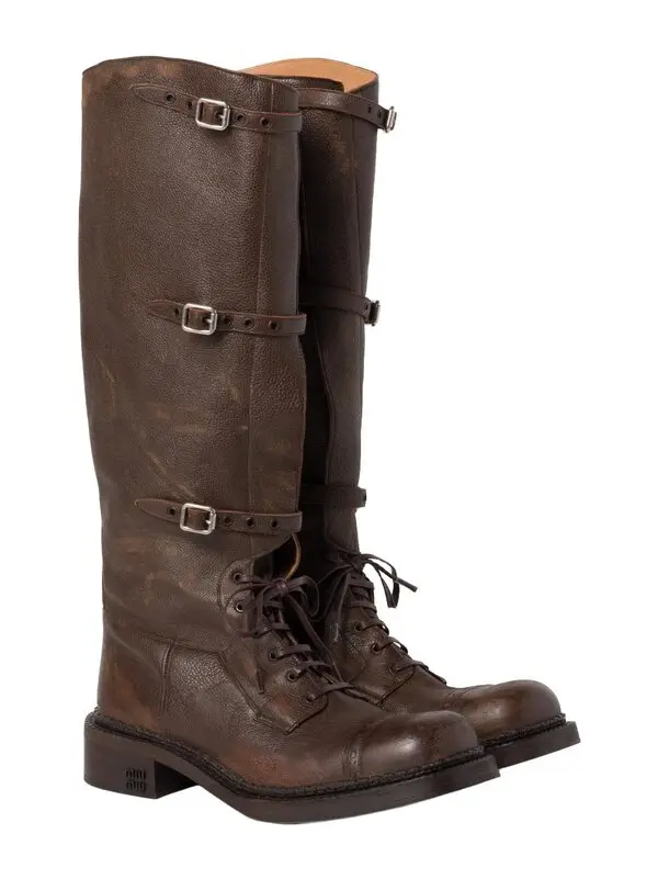 Miu Miu Leather Boots - Cocoa Brown