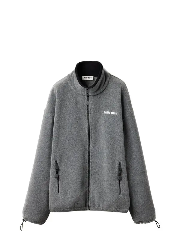 Miu Miu Fleece Sweatshirt With Embroidered Logo - Grey