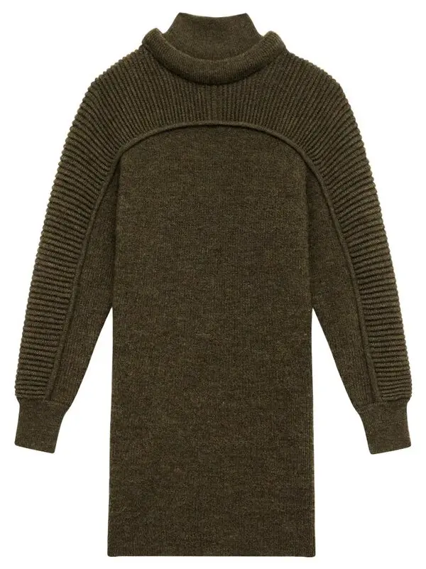 Isabel Marant Hilde Ribbed Wool Dress - Dark Khaki