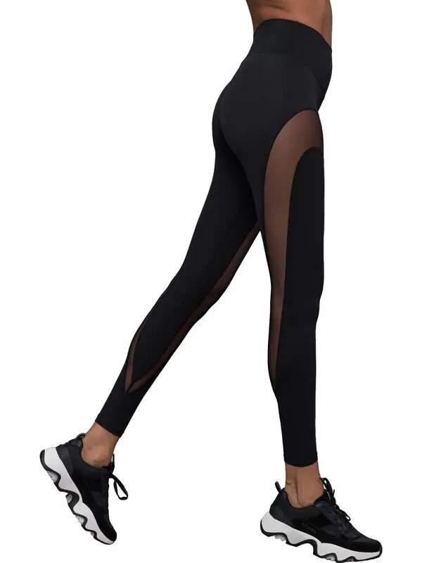 Carbon38 Sheer Spliced Legging In Melt - Black