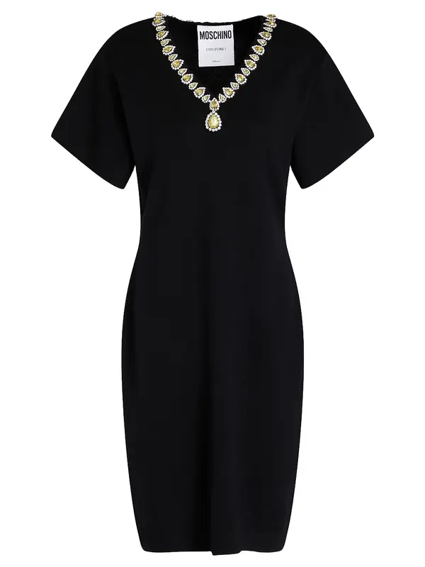 Moschino Crystal-embellished Wool Dress - Black
