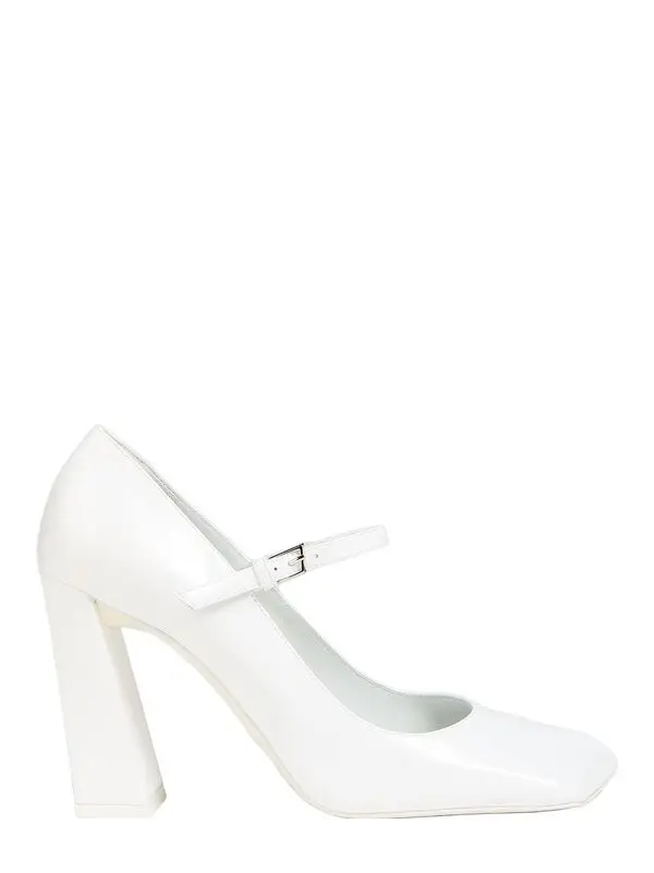 Amina Muaddi Charlotte Patent Leather Mary Jane Pumps - White
