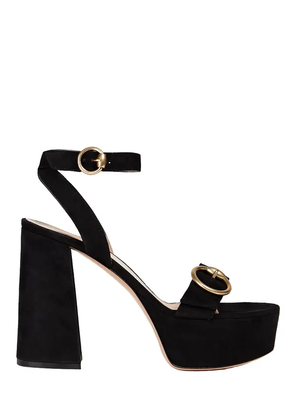 GIANVITO ROSSI Zandra Buckled Suede Sandals - Black