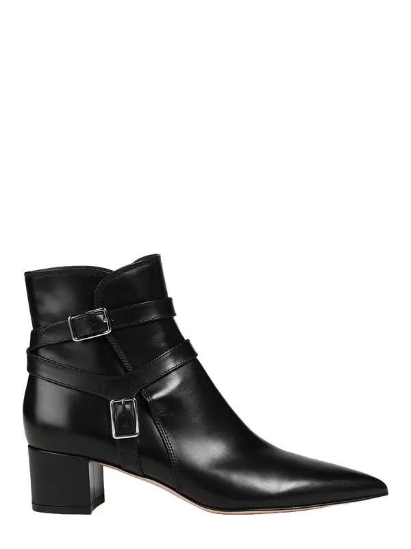 GIANVITO ROSSI Roni Buckled Leather Ankle Boots - Black