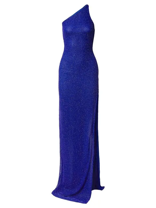 Naeem Khan One-shoulder Beaded Tulle Gown - Royal Blue