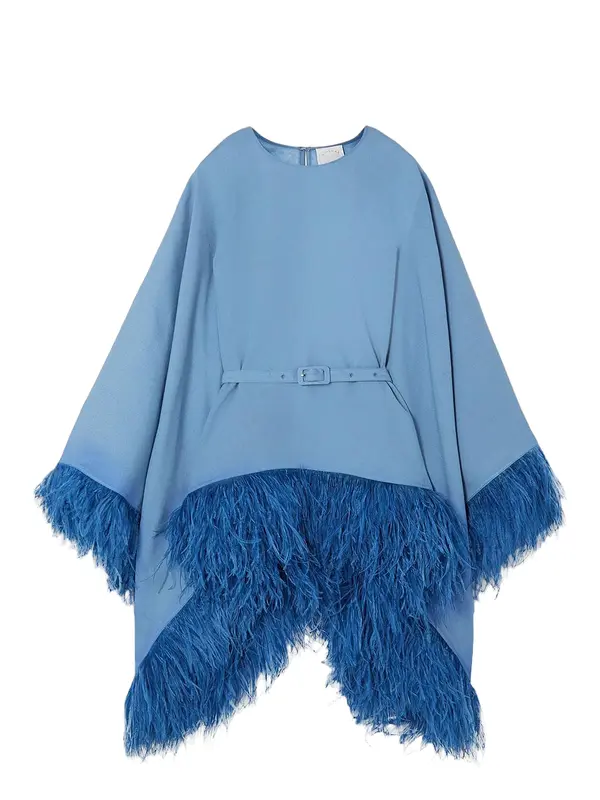 Huishan Zhang Anthea Feather-trimmed Blouse - Blue