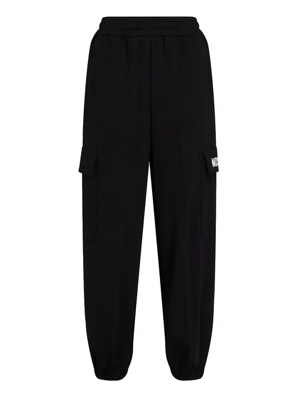Moschino Printed French Cotton-terry Track Pants - Black