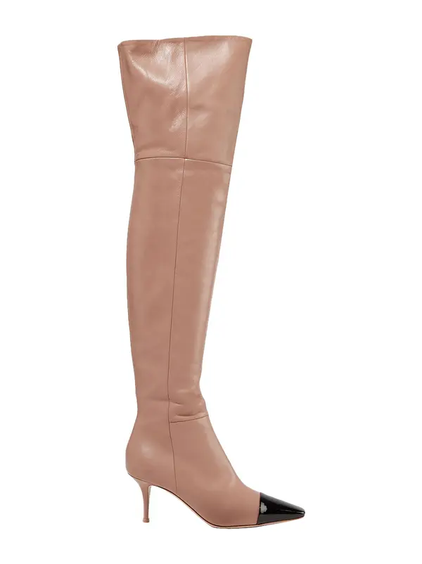GIANVITO ROSSI 70 Two-tone Over-the-knee Leather Boots - Neutral