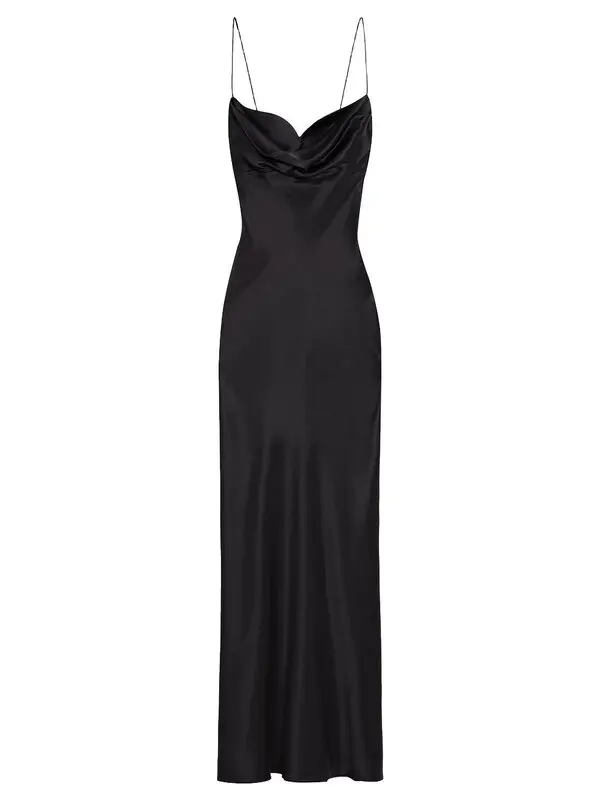Rachel Gilbert Skye Draped Silk-satin Crepe Gown - Black